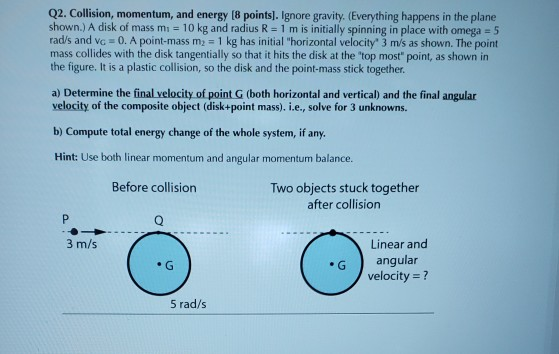 Solved Q2. Collision, momentum, and energy (8 points). | Chegg.com