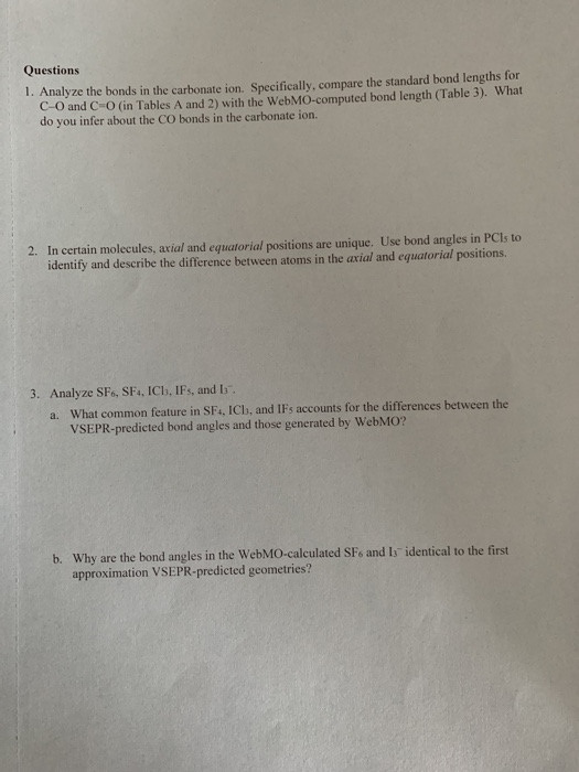 Solved Molecular Geometry: Lab Report Form Complete one | Chegg.com