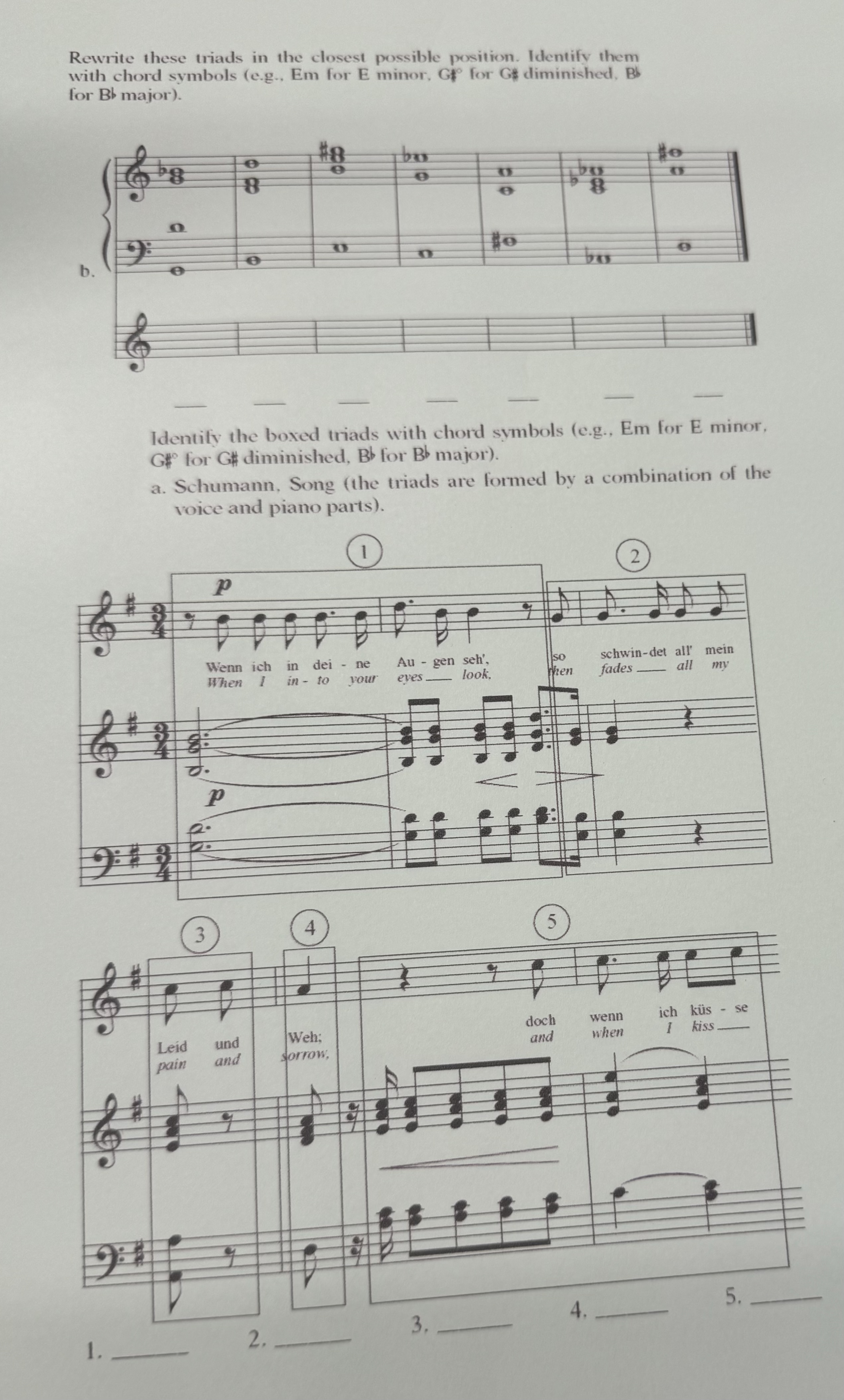 Music Theory: Rewrite these triads in the closest | Chegg.com