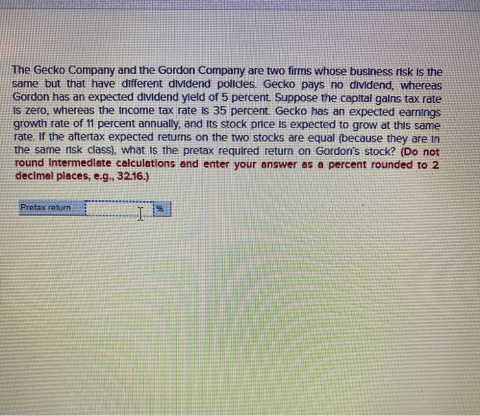 Solved The Gecko Company and the Gordon Company are two | Chegg.com