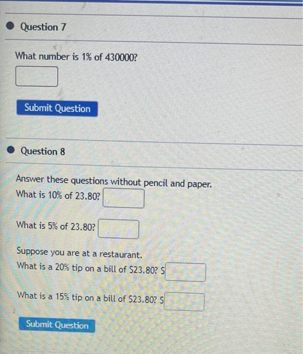 Solved Question 7 What number is 1% of 430000? Submit | Chegg.com
