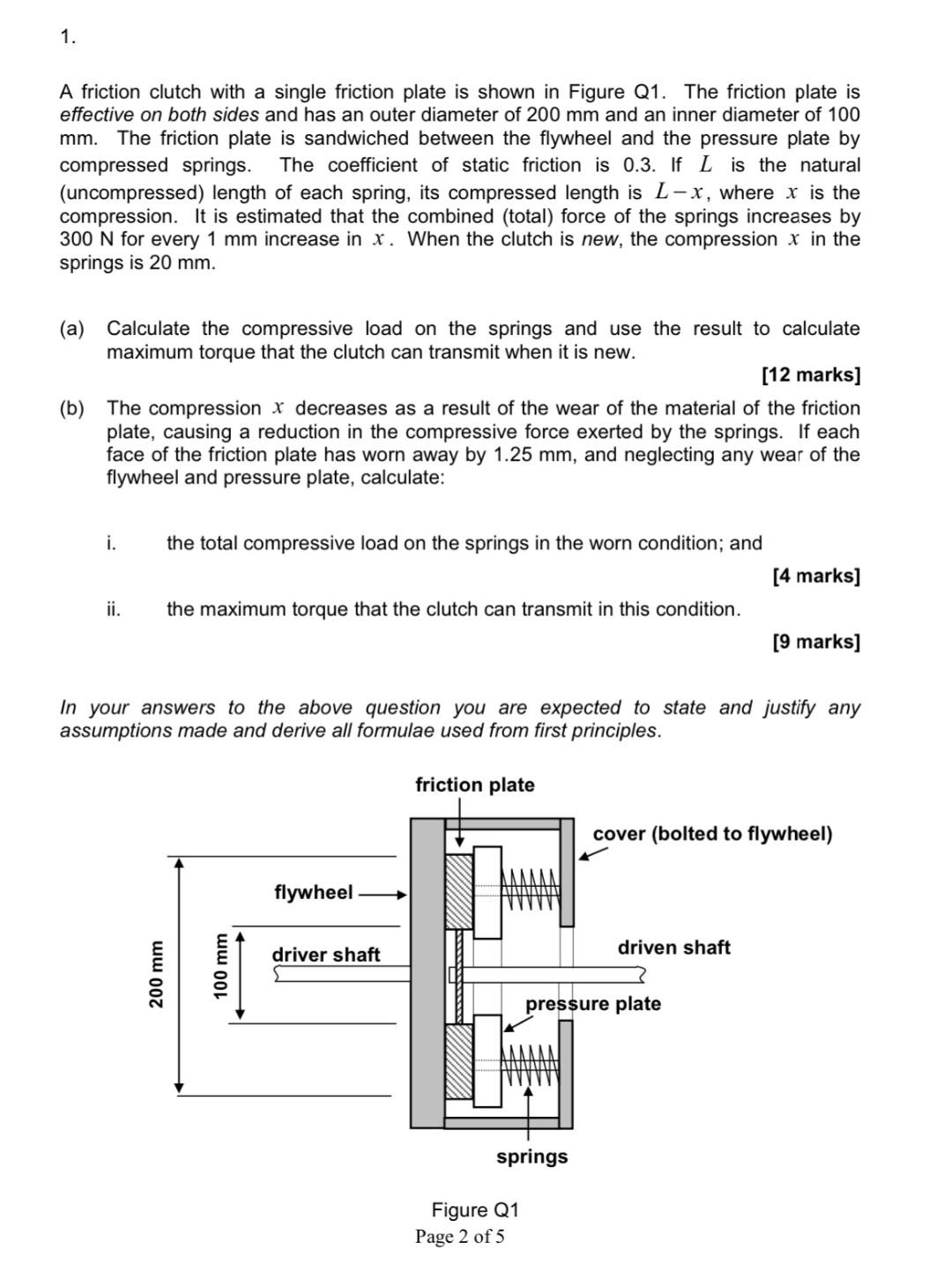 Solved A friction clutch with a single friction plate is | Chegg.com