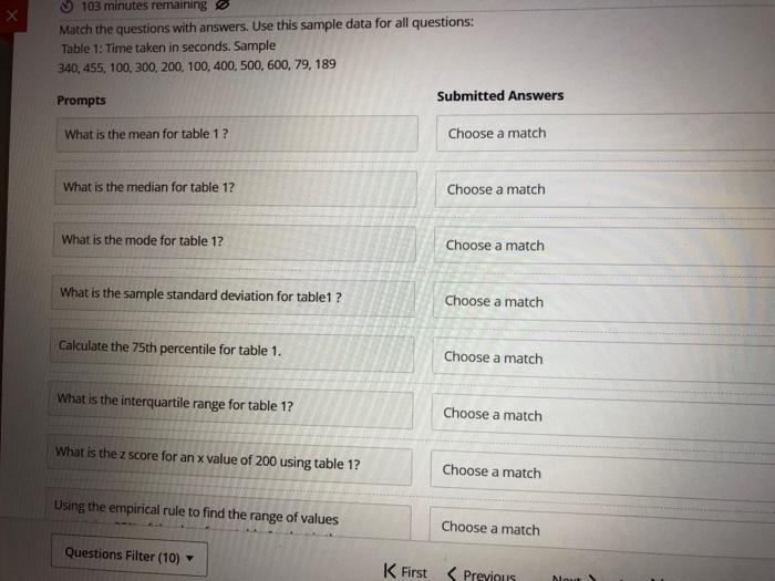 Match the questions with answers. Use this sample | Chegg.com