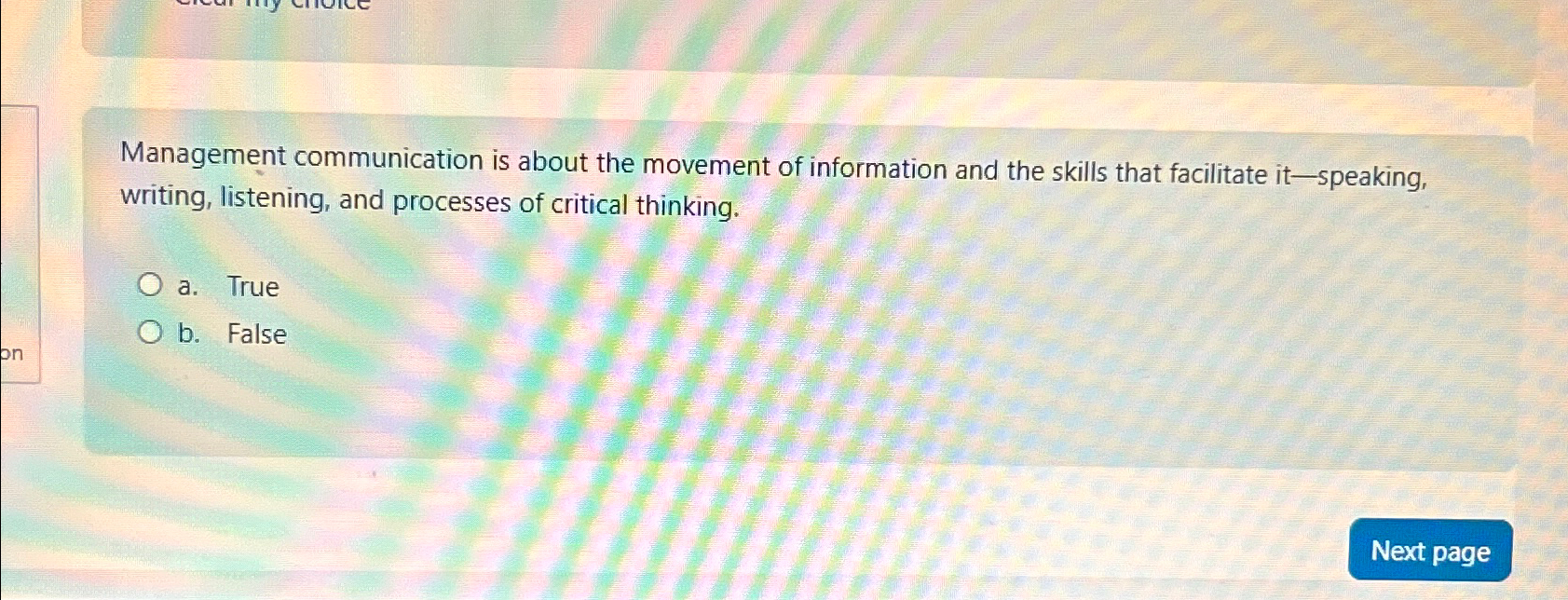 Solved Management communication is about the movement of | Chegg.com