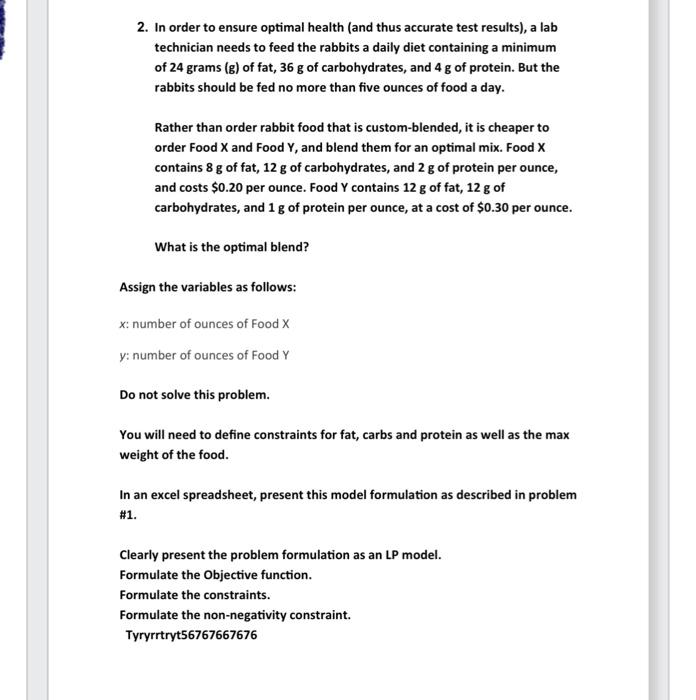 Solved Formulate each of the following LP problems. Do not | Chegg.com