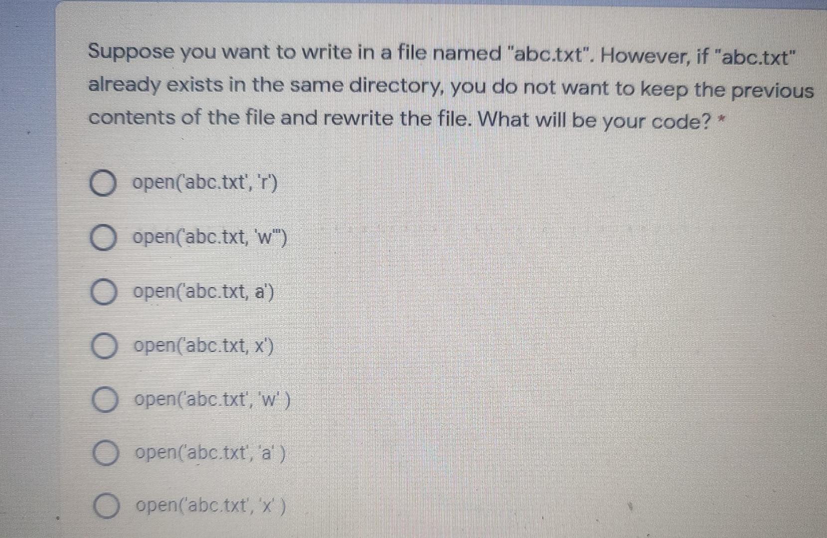 Solved 1 point Suppose you want to write in a file named | Chegg.com