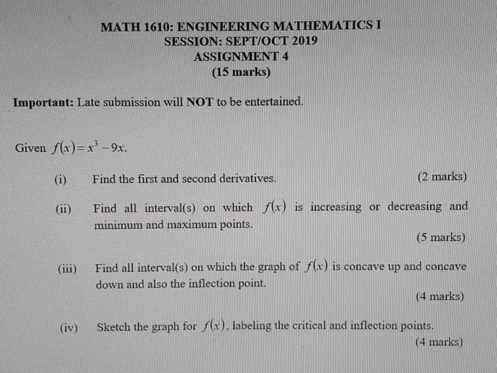 Solved MATH 1610: ENGINEERING MATHEMATICS I SESSION: | Chegg.com