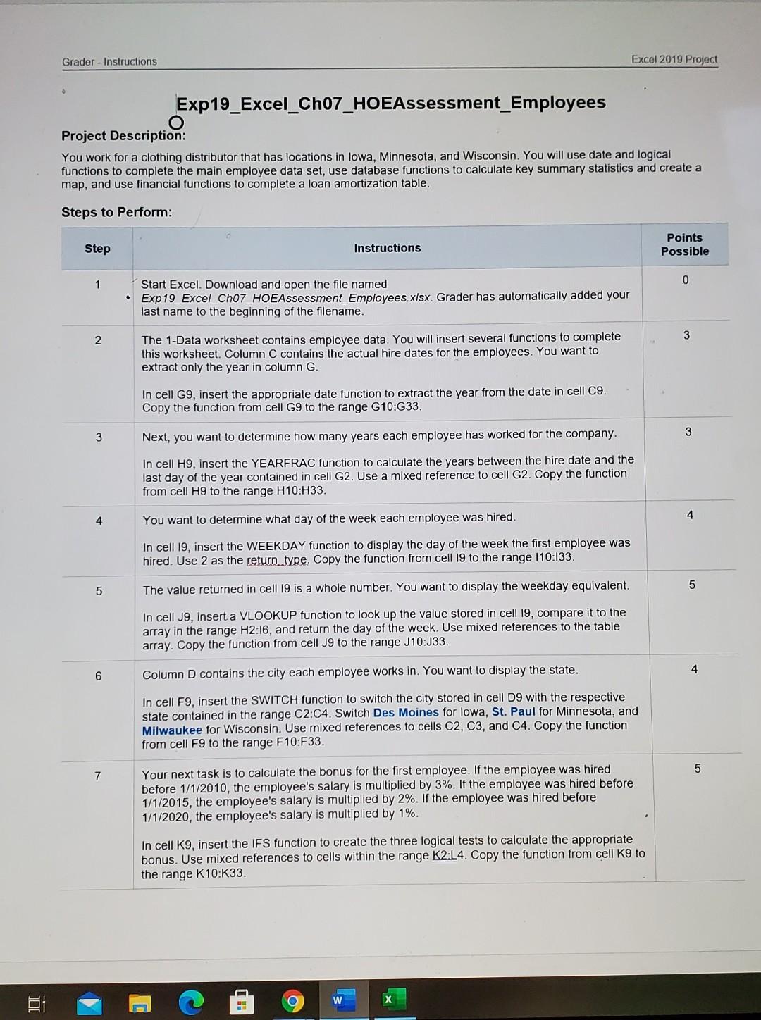 Solved Grader - Instructions Excel 2019 Project | Chegg.com