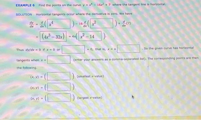 Solved EXAMPLE 6 Find the points on the curve y = *4 - 16x2 | Chegg.com