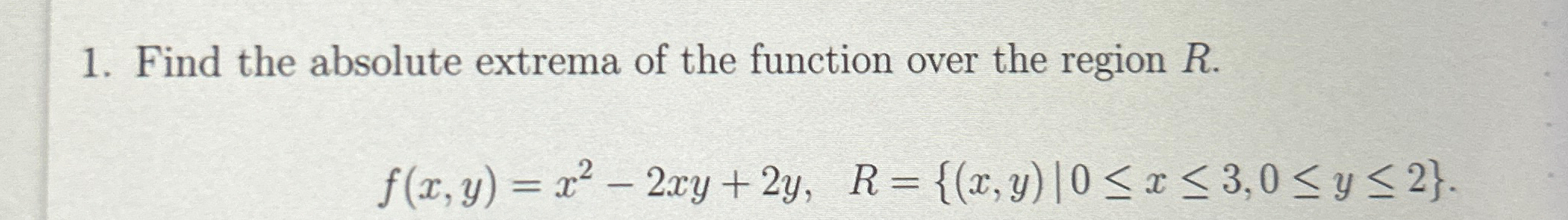 Solved Find the absolute extrema of the function over the | Chegg.com