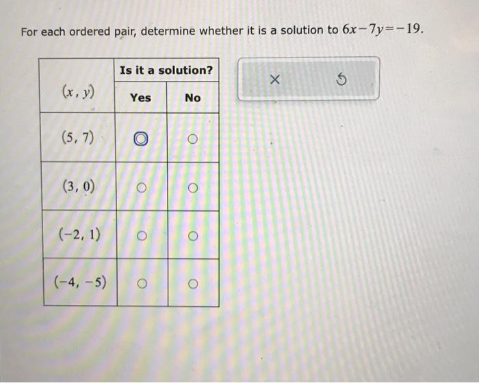 Solved For each ordered pair, determine whether it is a | Chegg.com
