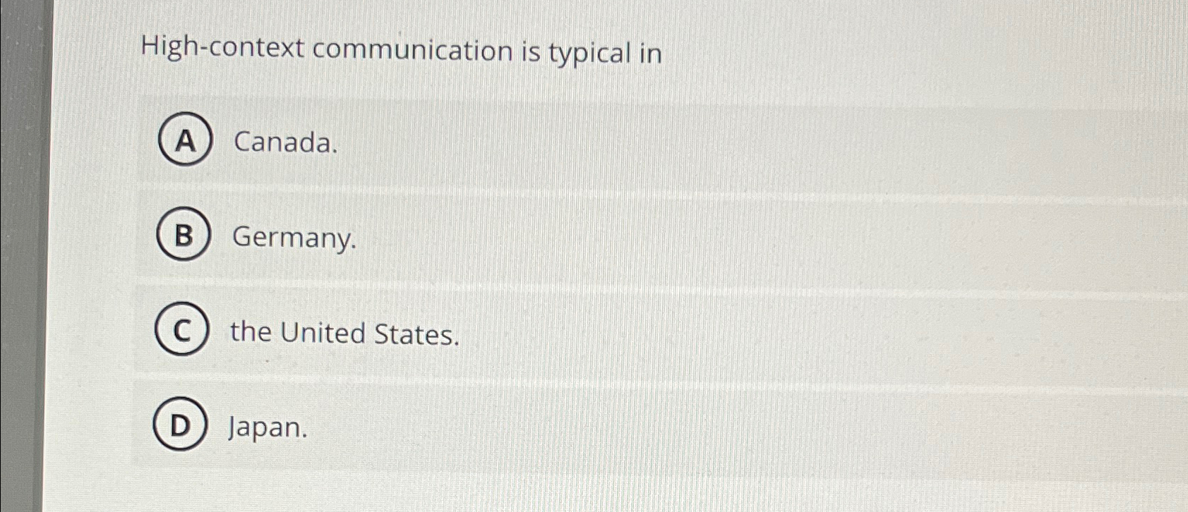 Solved High-context communication is typical | Chegg.com