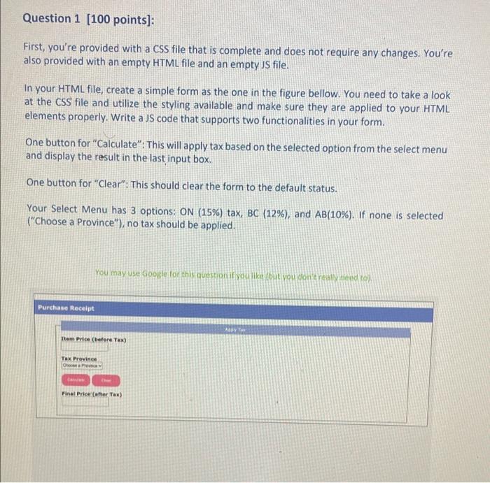 Solved Question 1 (100 points]: First, you're provided with | Chegg.com