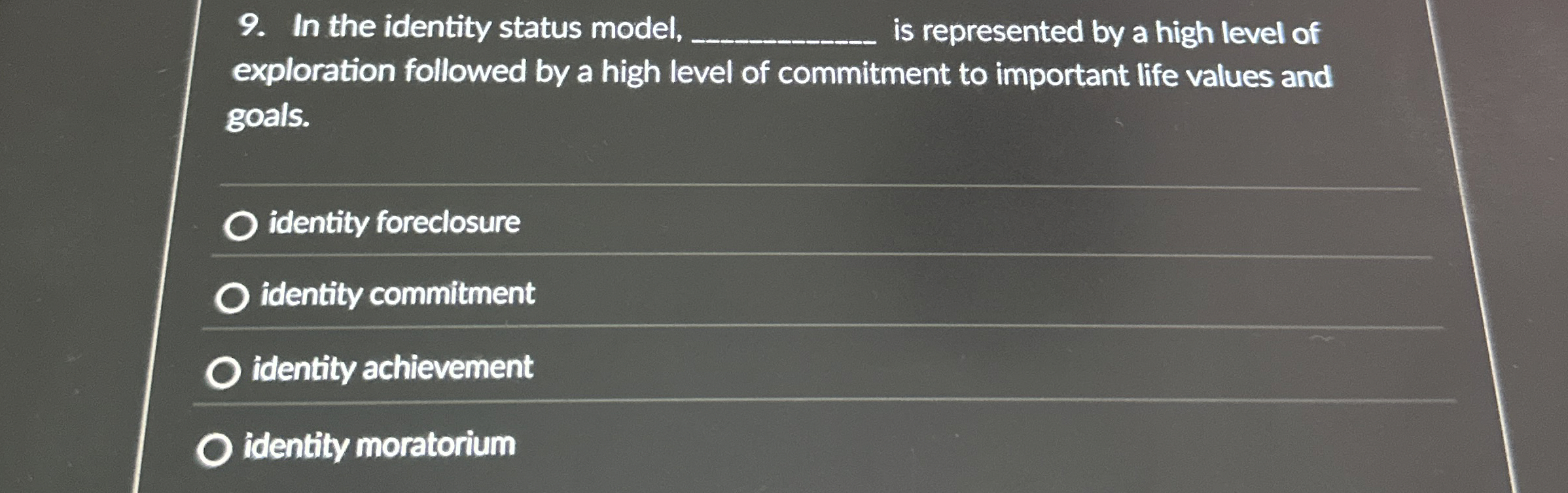 Solved In the identity status model, q, ﻿is represented by a | Chegg.com