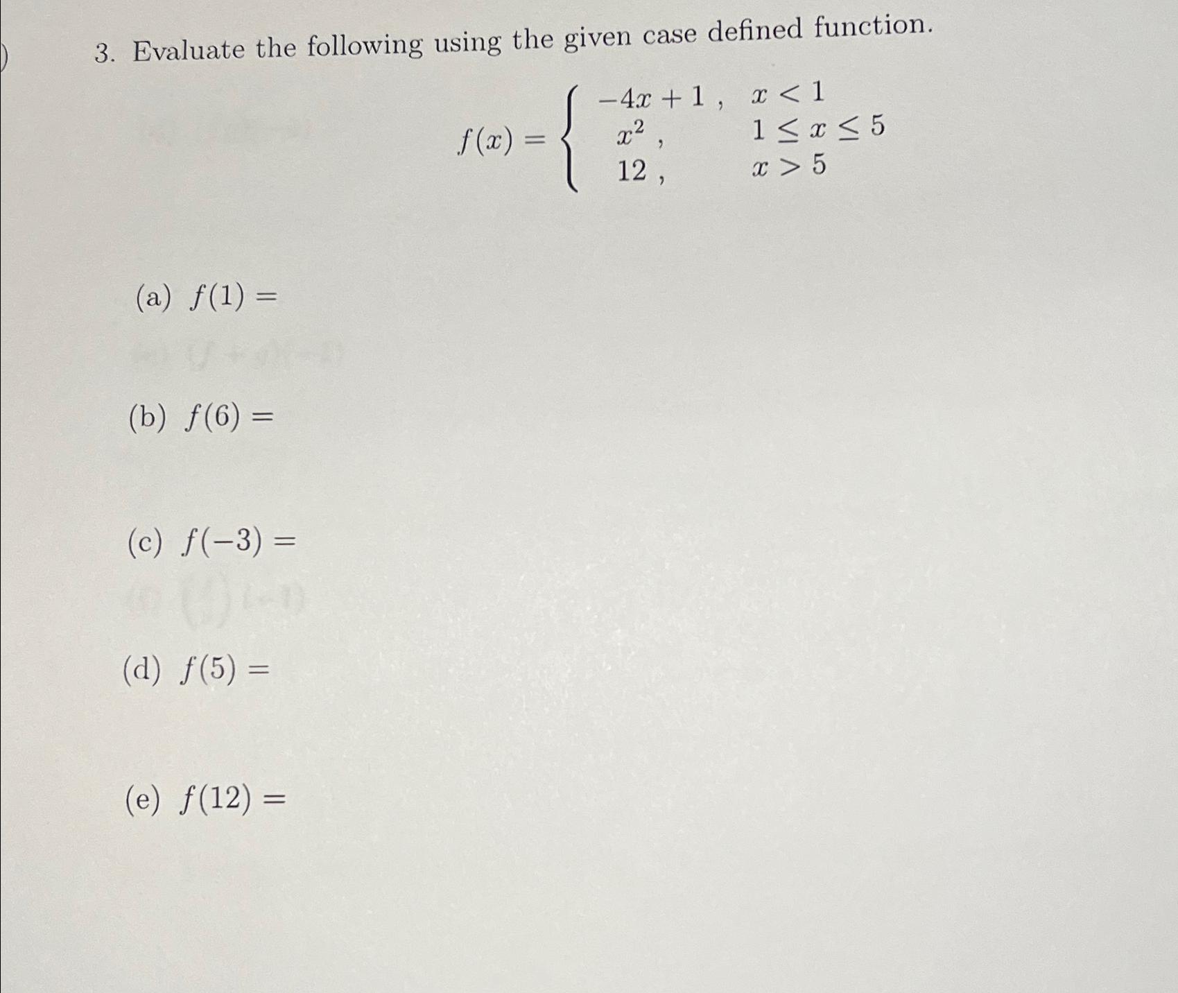 Solved Evaluate the following using the given case defined | Chegg.com
