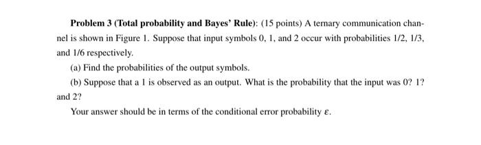 Solved Problem 3 (Total probability and Bayes' Rule): (15 | Chegg.com