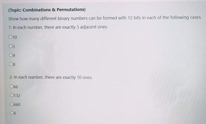 Solved (Topic: Combinations & Permutations) Show how many | Chegg.com