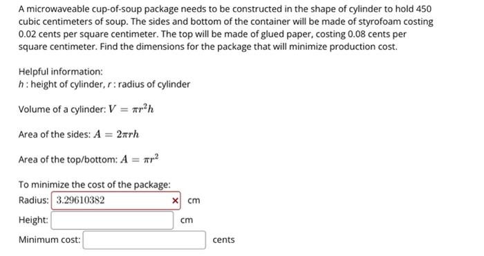 Solved A microwaveable cup-of-soup package needs to be | Chegg.com
