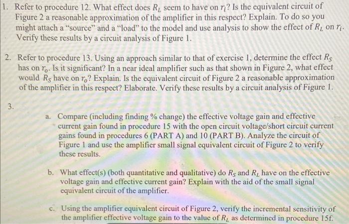 Refer to procedure 12 . What effect does RL seem to | Chegg.com