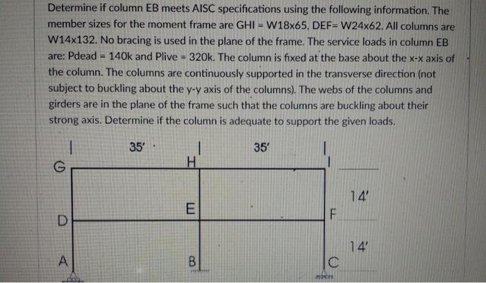 Solved Determine if column EB meets AISC specifications | Chegg.com