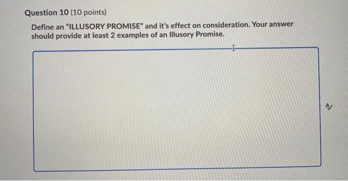 Solved Question 10 (10 points) Define an "ILLUSORY PROMISE" | Chegg.com