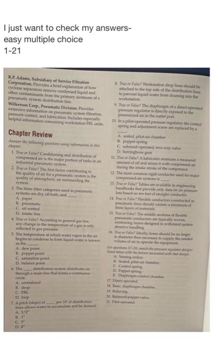 Solved I just want to check my answers- easy multiple choice | Chegg.com