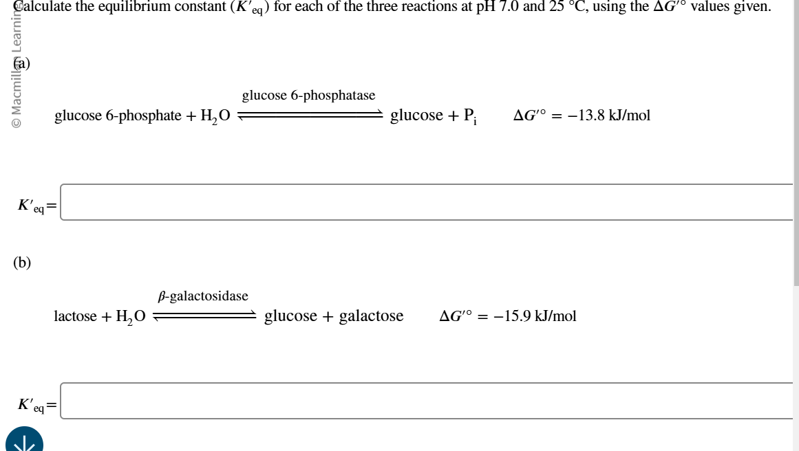 Solved K_(eq )^(') 25\deg C, ﻿using the \Delta G^('@) | Chegg.com