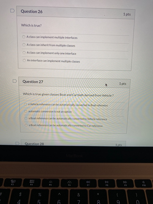 Solved Question 26 1 Pts Which Is True A Class Can 4746