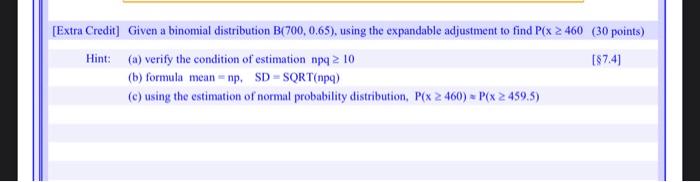 Solved [Extra Credit] Given a binomial distribution | Chegg.com