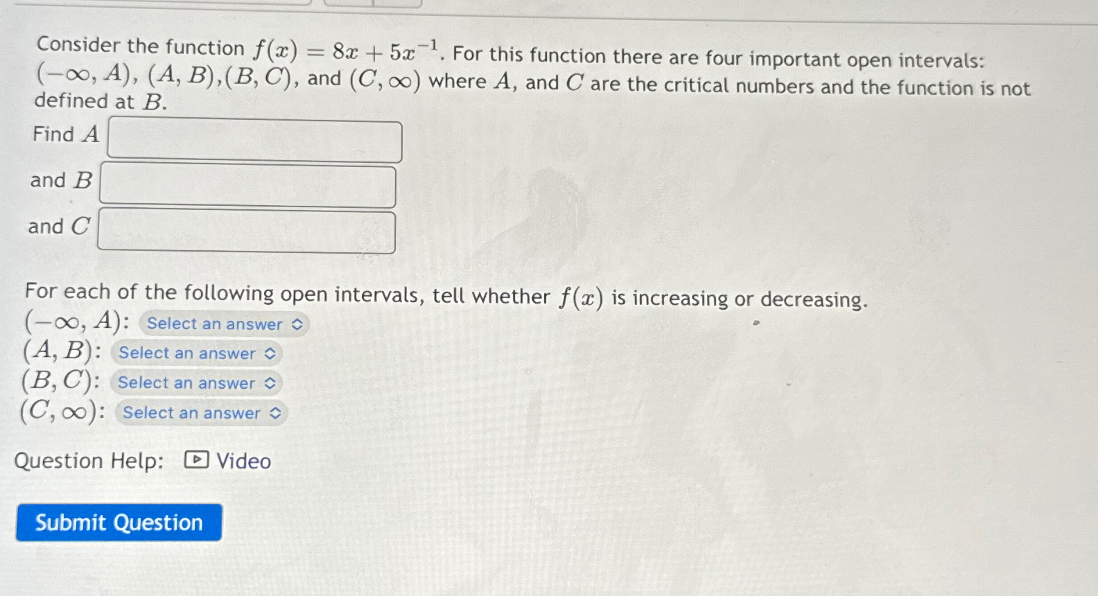 Solved Consider the function f(x)=8x+5x-1. ﻿For this | Chegg.com