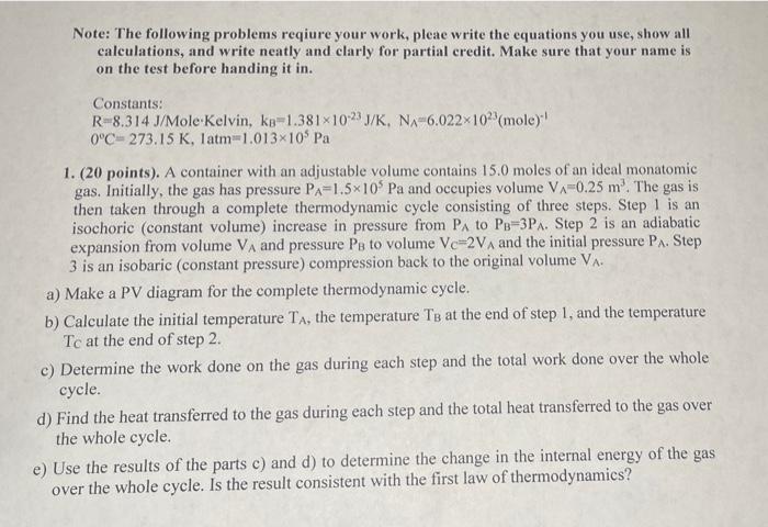Solved Note: The following problems reqiure your work, pleae | Chegg.com