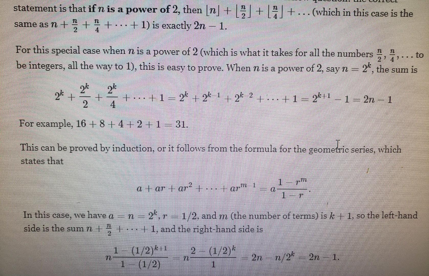Solved statement is that if n is a power of 2, then [n] + | Chegg.com