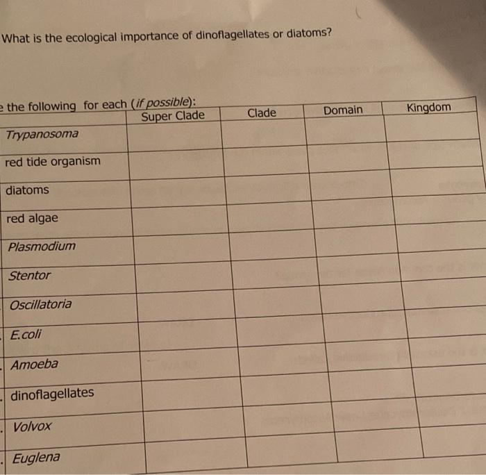 Solved What is the ecological importance of dinoflagellates | Chegg.com