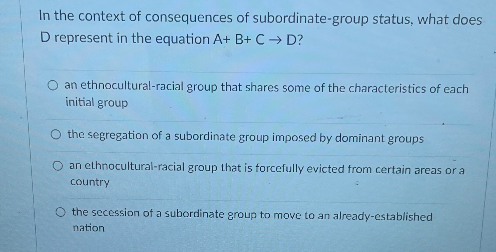 Solved In the context of consequences of subordinate-group | Chegg.com
