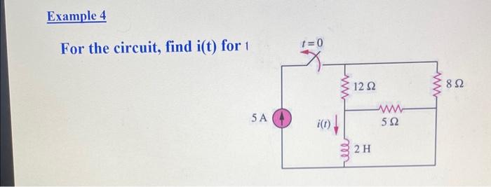 Solved For the circuit, find i(t) for | Chegg.com