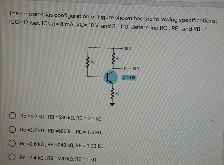 Solved The emitter-bias configuration of Figure shown has | Chegg.com