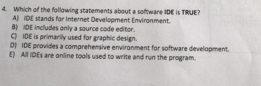 Solved Which of the following statements about a software | Chegg.com