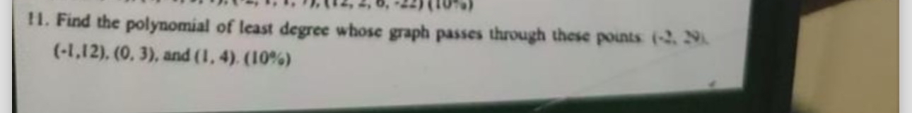 Solved Find the polynomial of least degree whose graph | Chegg.com