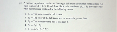 Solved 5.1 ﻿A random experiment consists of drawing a ball | Chegg.com
