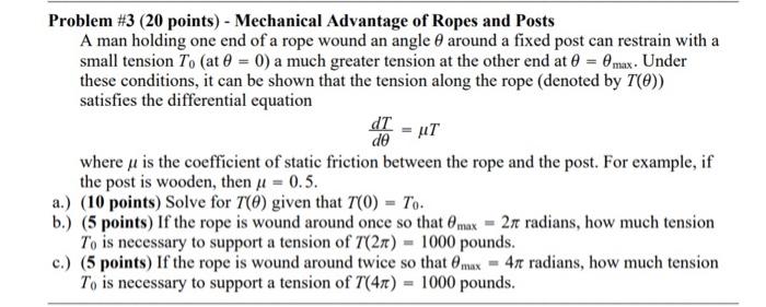 Solved Problem \#3 (20 points) - Mechanical Advantage of | Chegg.com