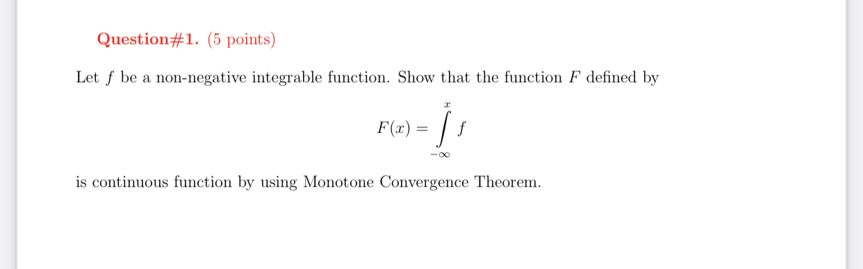 Solved Question#1. (5 ﻿points)Let f ﻿be a non-negative | Chegg.com