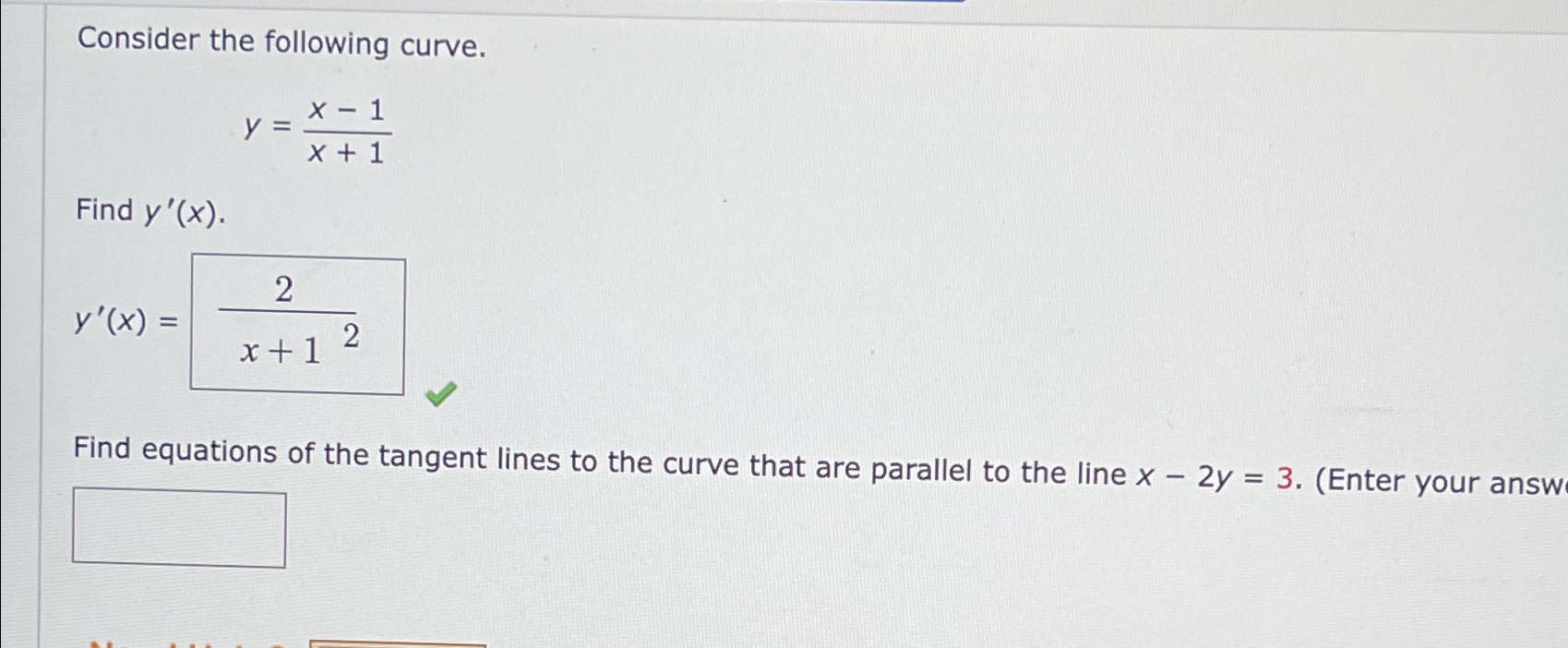 Consider the following curve.y=x-1x+1Find | Chegg.com