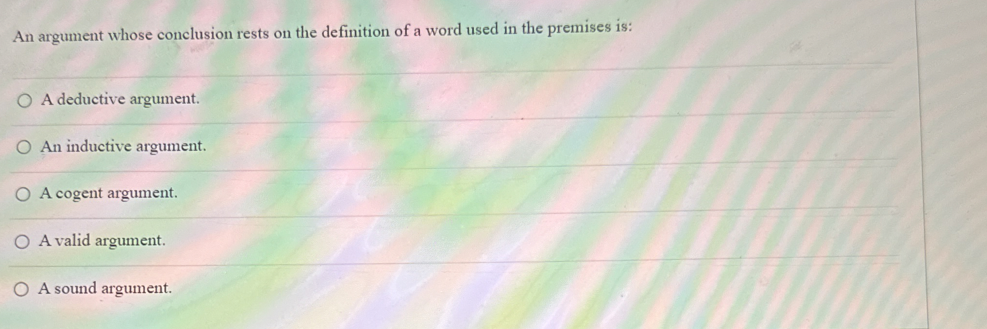 Solved An argument whose conclusion rests on the definition | Chegg.com