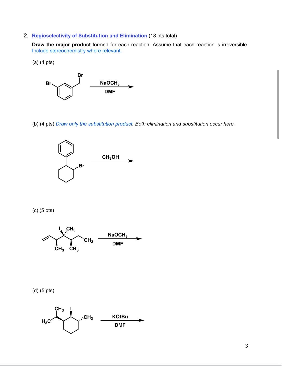 Solved Regioselectivity of Substitution and Elimination (18 | Chegg.com
