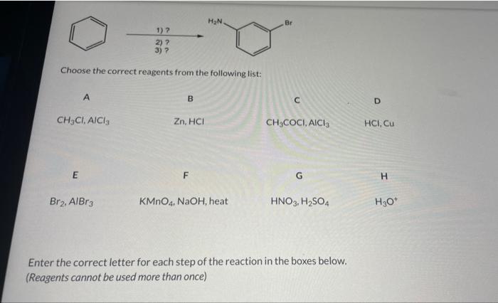 Solved Choose the correct reagents from the following list: | Chegg.com