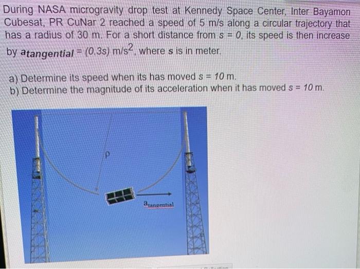 Solved During NASA microgravity drop test at Kennedy Space | Chegg.com