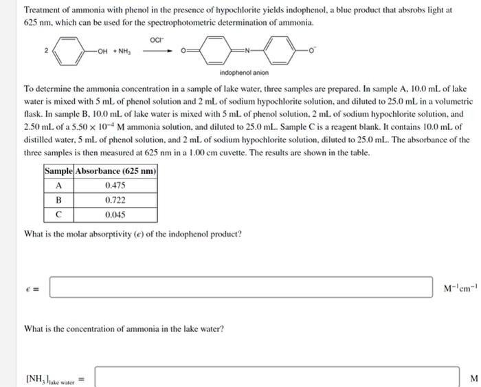 Solved Treatment of ammonia with phenol in the presence of | Chegg.com