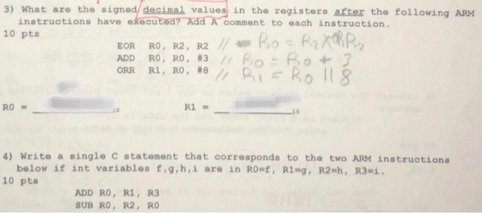 Solved 3) What are the signed decimal values in the | Chegg.com