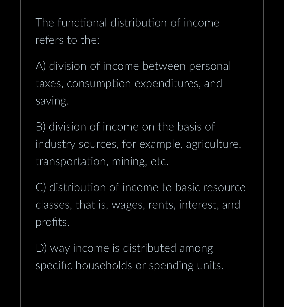 Solved The functional distribution of income refers to | Chegg.com