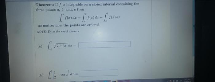 Solved Theorem: If is integrable on a closed interval | Chegg.com